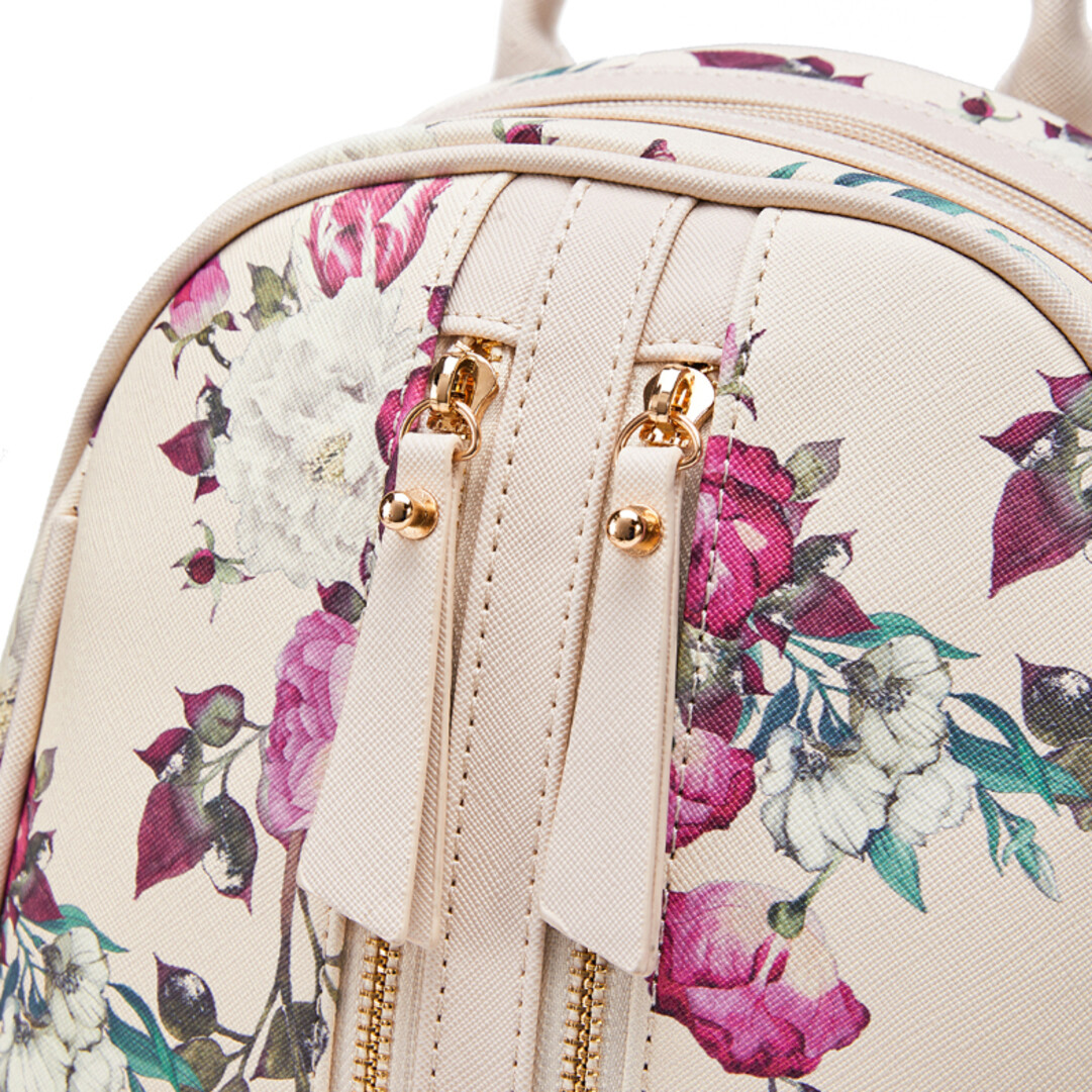 CANDY BACKPACK - FLORAL BL, BEIGE - Strawberry Queen