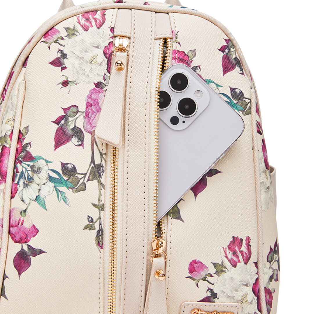 CANDY BACKPACK - FLORAL BL, BEIGE - Strawberry Queen