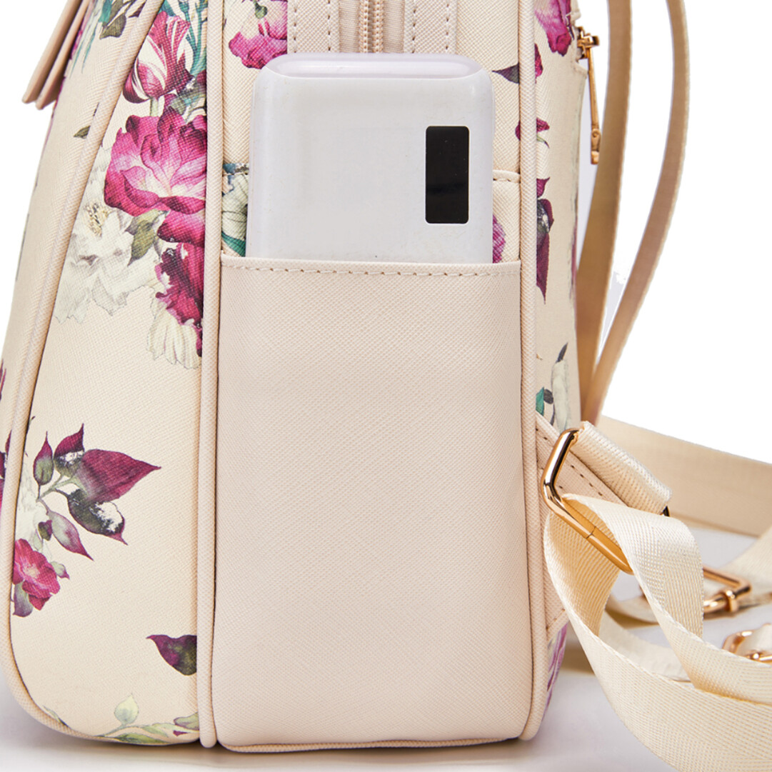 CANDY BACKPACK - FLORAL BL, BEIGE - Strawberry Queen