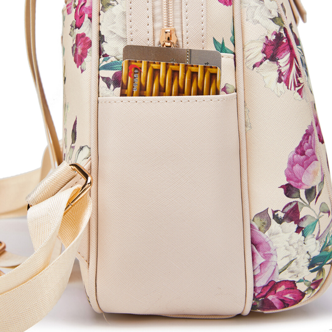 CANDY BACKPACK - FLORAL BL, BEIGE - Strawberry Queen
