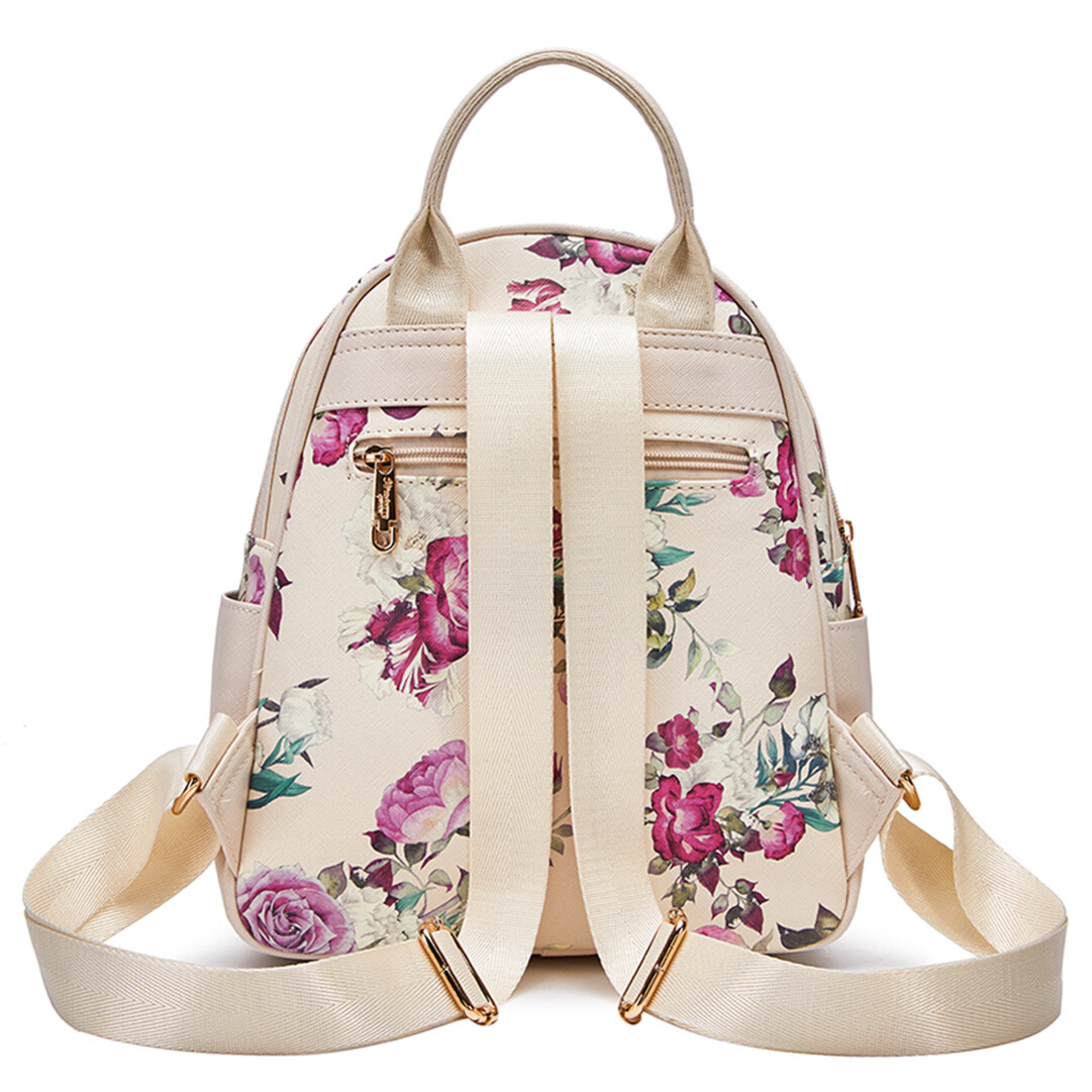 CANDY BACKPACK - FLORAL BL, BEIGE - Strawberry Queen