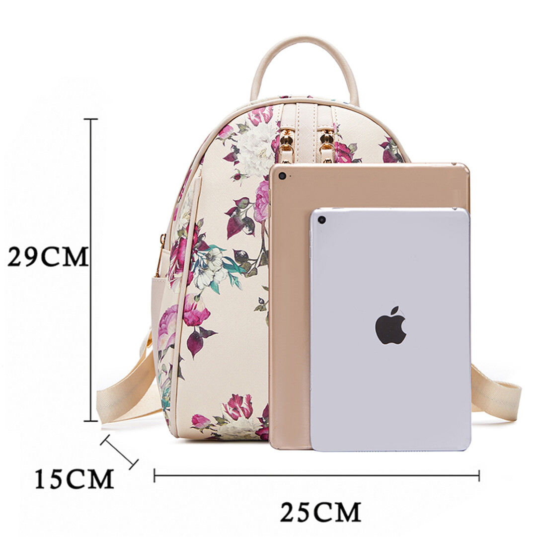CANDY BACKPACK - FLORAL BL, BEIGE - Strawberry Queen