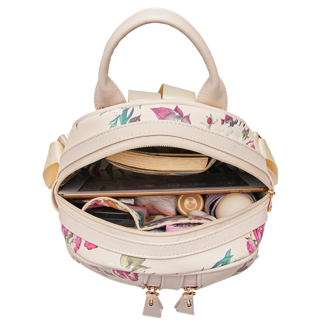 CANDY BACKPACK - FLORAL BL, BEIGE - Strawberry Queen